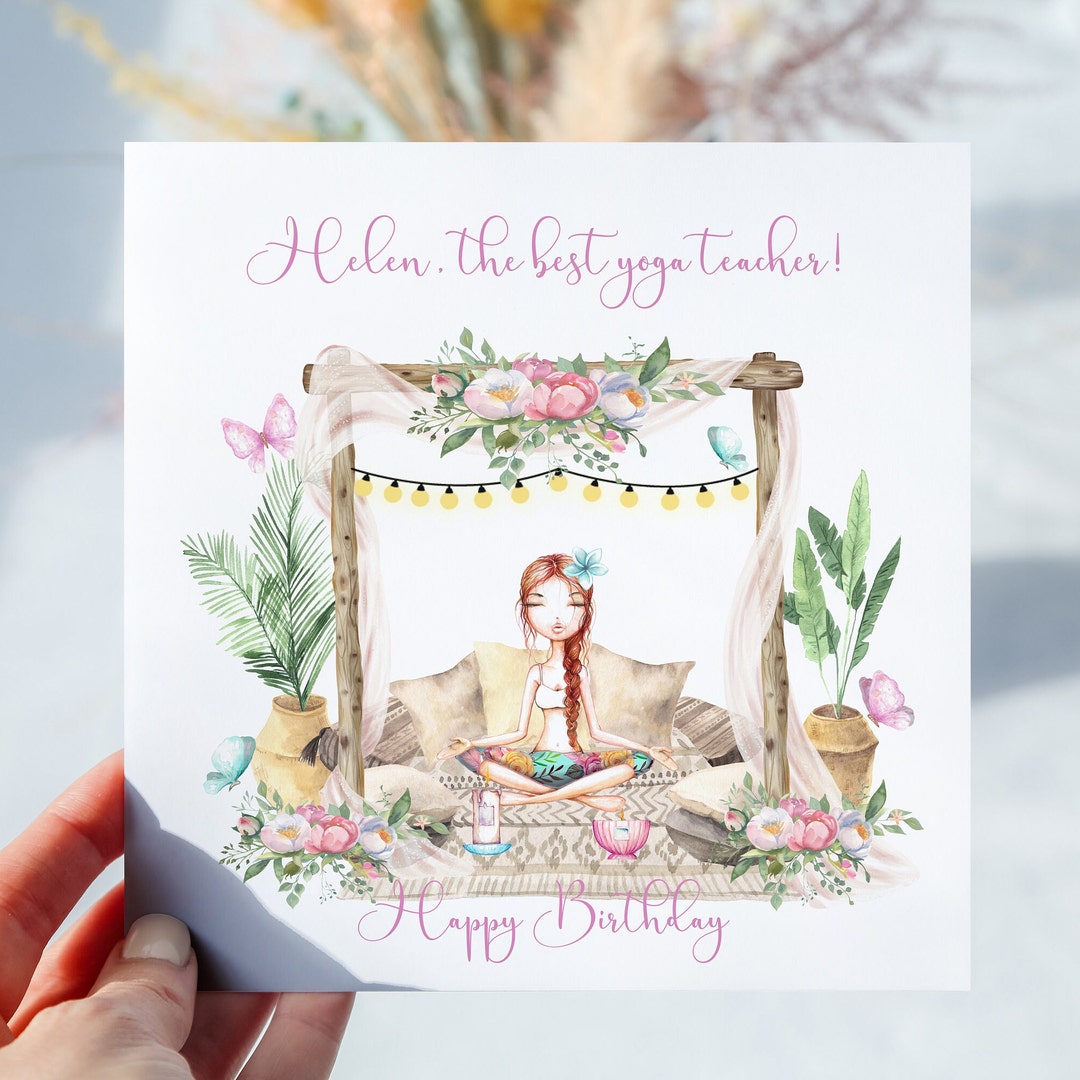 Personalised Yoga Theme Birthday Card - Etsy