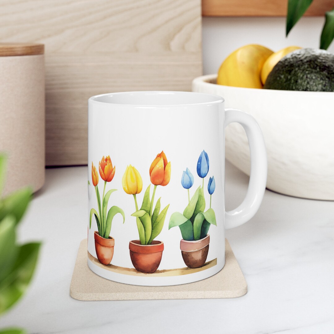 Tulip Mug #2, Beautiful Tulip Mug, Flower Design, Garden Lover Gift ...
