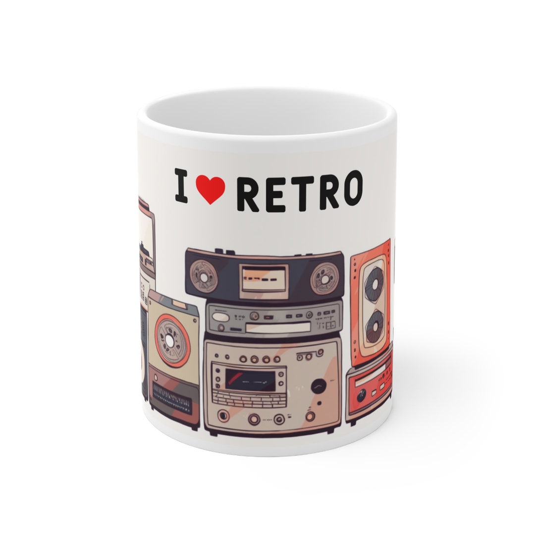 I Love Retro Mug, Vintage Style Cup, Nostalgic Drinkware, Retro Lovers ...