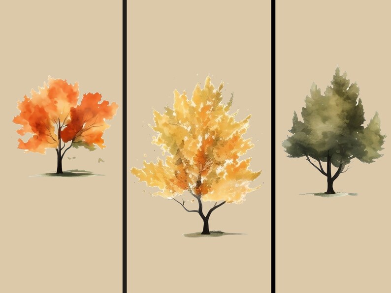 Seasonal Autumn Trees Clipart Collection: Autumn Trees Clip - Etsy