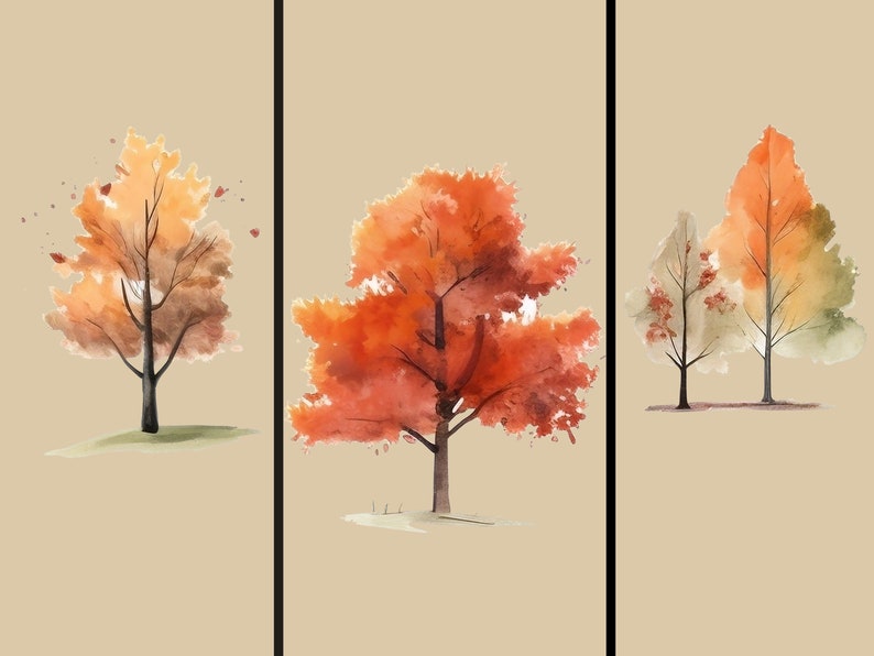 Seasonal Autumn Trees Clipart Collection: Autumn Trees Clip - Etsy
