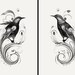 Magical Fantasy Birds Clipart - Fantasy Magic Birds, Black and White ...