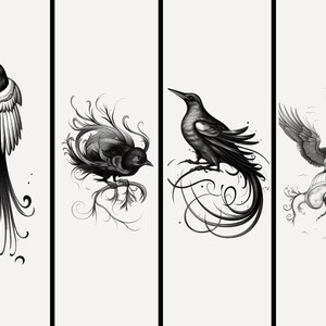Magical Fantasy Birds Clipart - Fantasy Magic Birds, Black and White ...