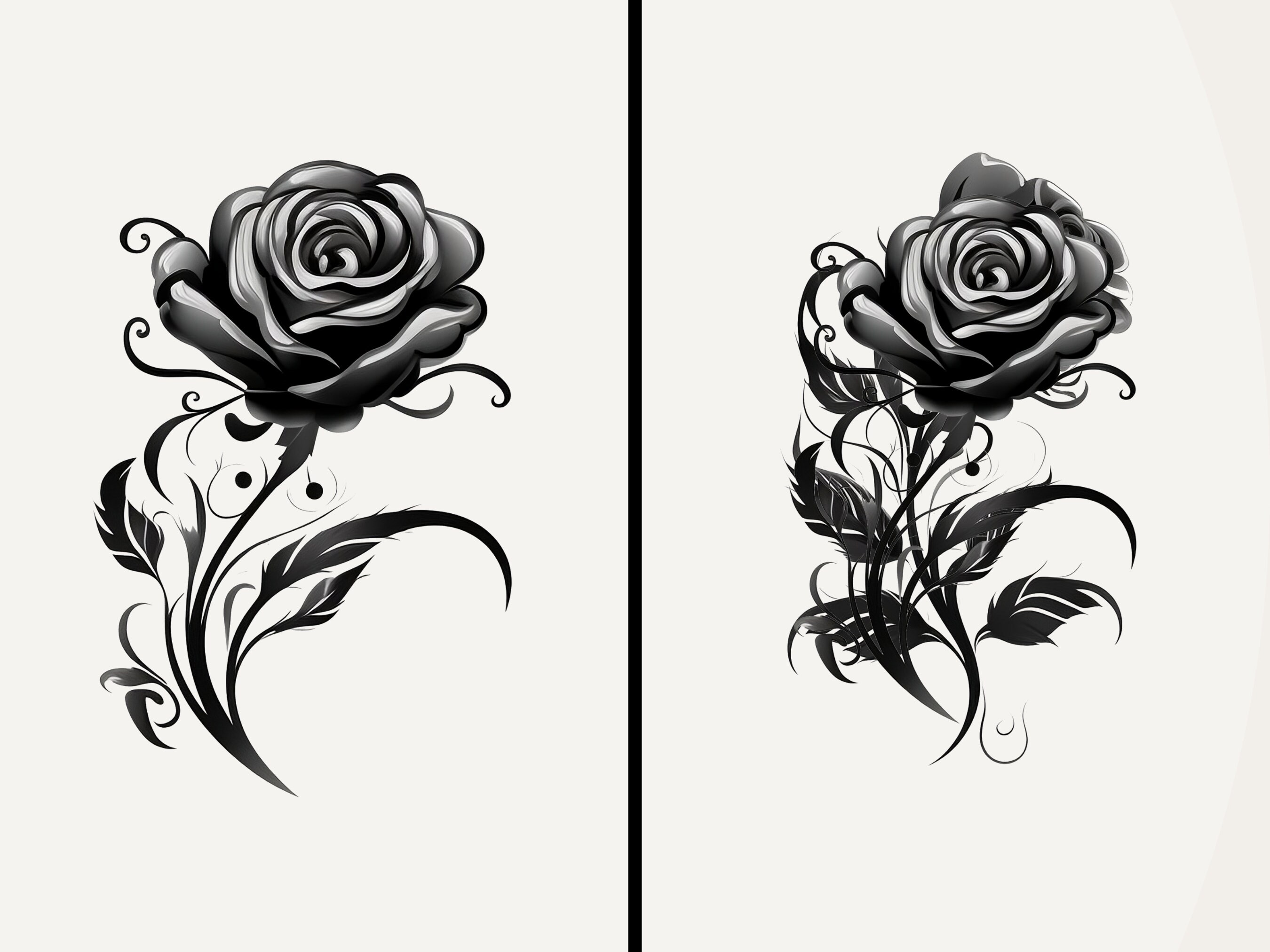 Magical Dark Fantasy Roses Clipart - Fantasy Magic Roses, Black and ...