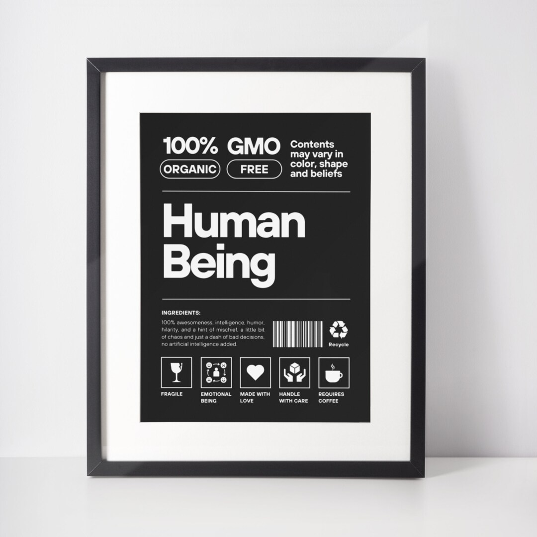Human Being Description Typography Wall Art Print Decor - Etsy