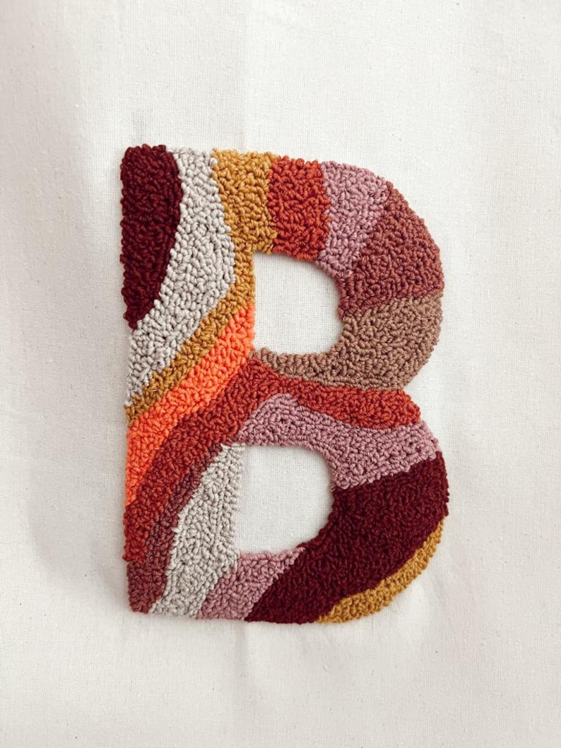 Punch Needle Personalized Letter Bag, Punch Needle Embroidered Tufted ...