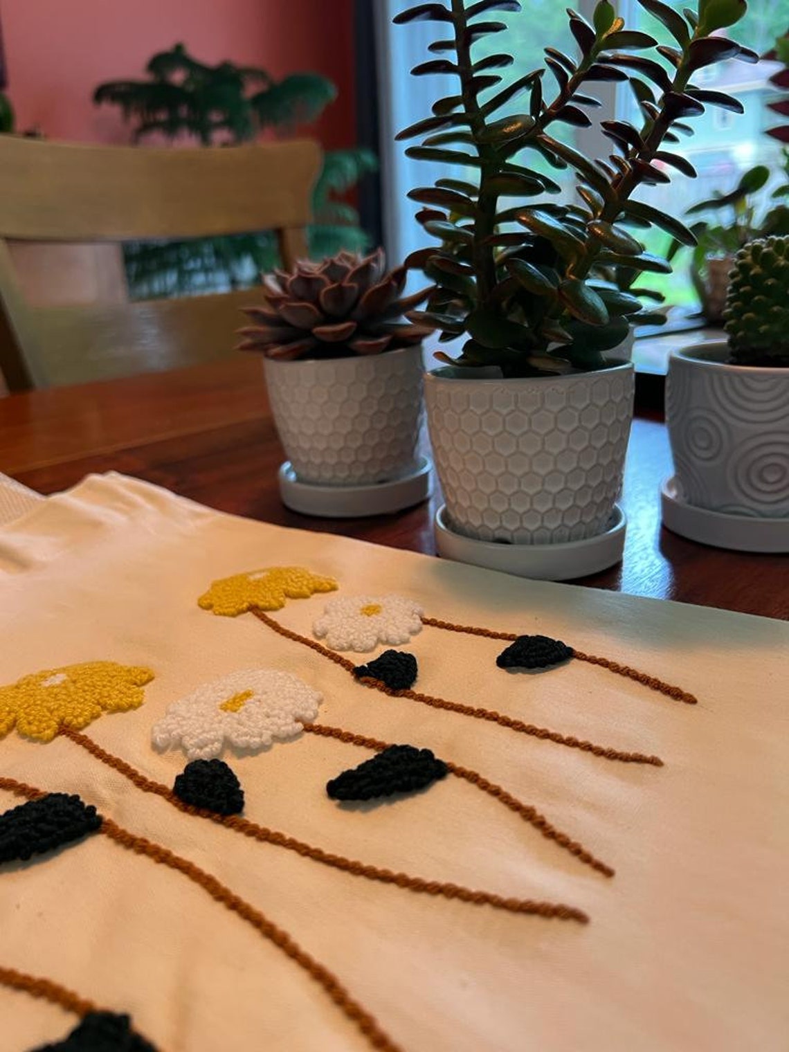 Tote Bag, Punch Needle Embroidered Tufted Tote Bag, Hand Tufted Tote ...