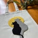 Hand Tufted Punch Needle Tote Bag, Cat Embroidered Market Bag, Cotton ...