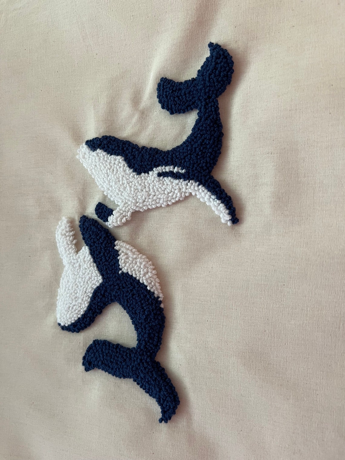 Dolphin Handmade Tote Bag Punch Needle Embroidered Handmade - Etsy