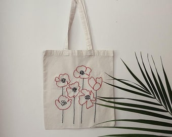 Tote Bag, Punch Needle Embroidered Tufted Tote Bag, Hand Tufted Tote ...