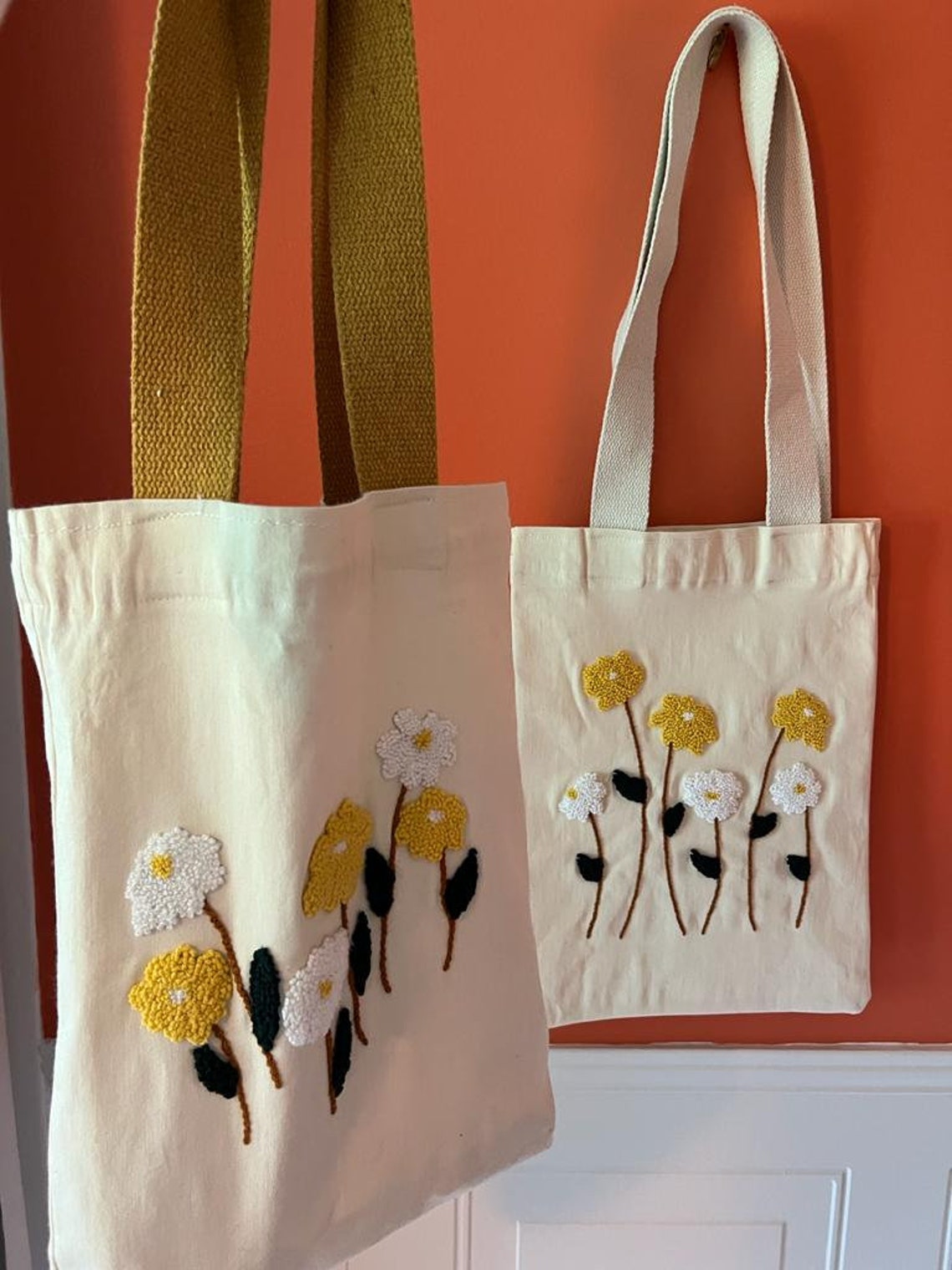 Tote Bag Punch Needle Embroidered Tufted Tote Bag Hand - Etsy