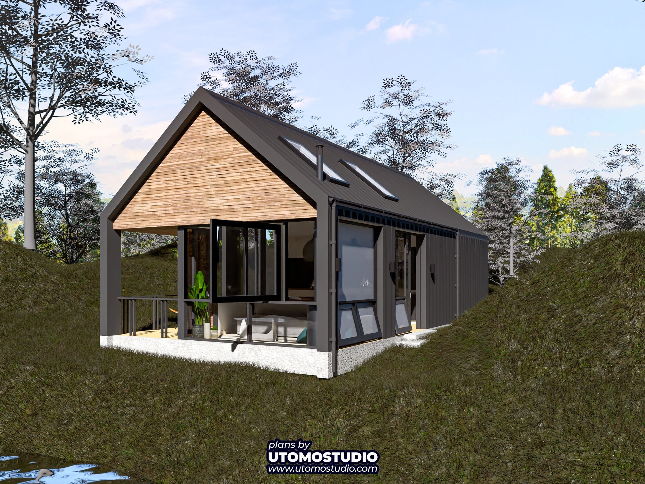 LEIR 17x35 579 SQFT 1 Bedroom 1 Bath Tiny Cabin Home Plan Small House ...