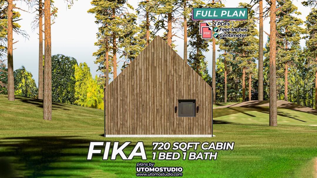 FIKA 18x40 720SQFT Modern Cabin Plans 1 Bedroom Tiny House - Etsy