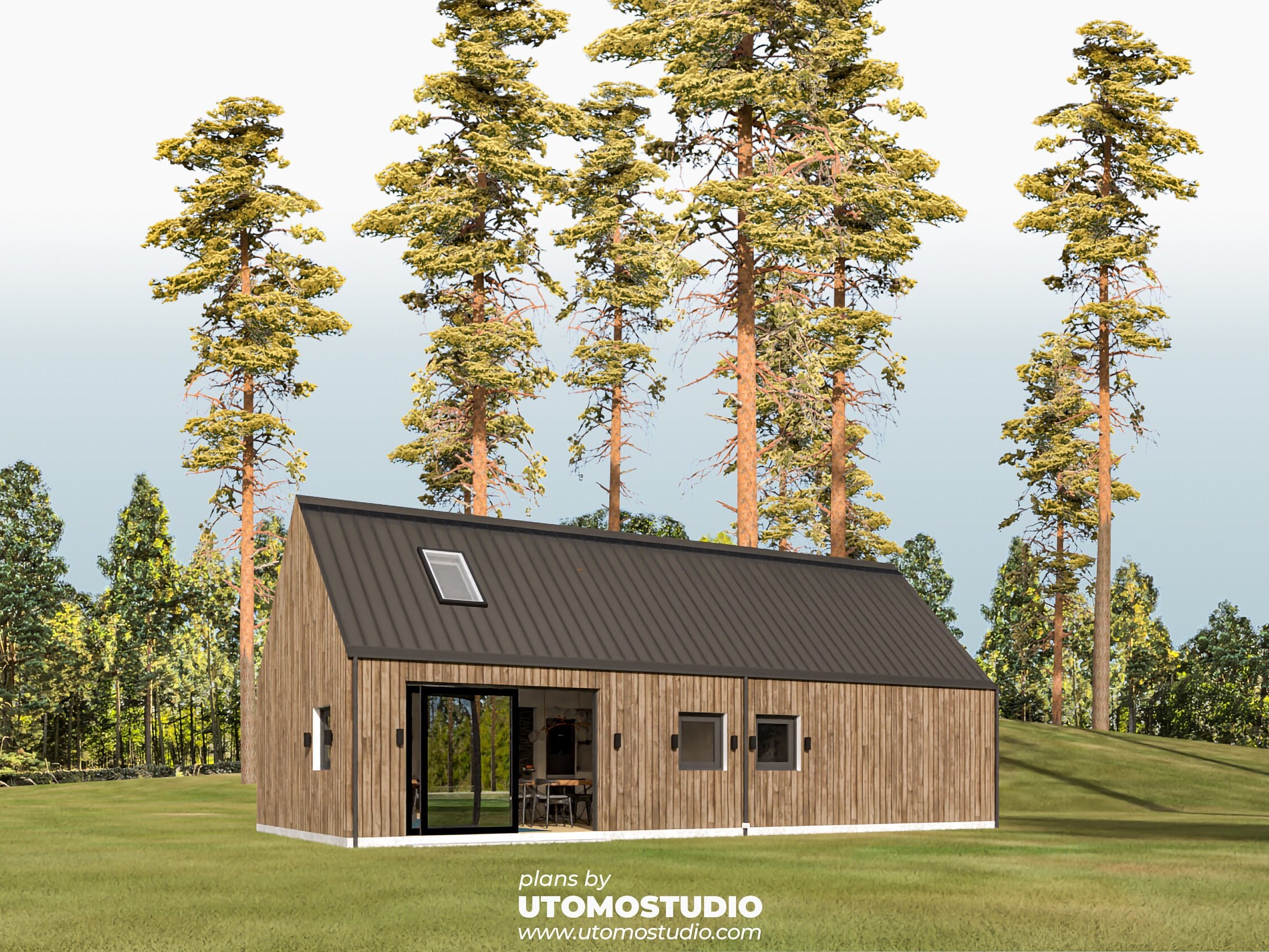 FIKA 18x40 720SQFT Modern Cabin Plans 1 Bedroom Tiny House - Etsy