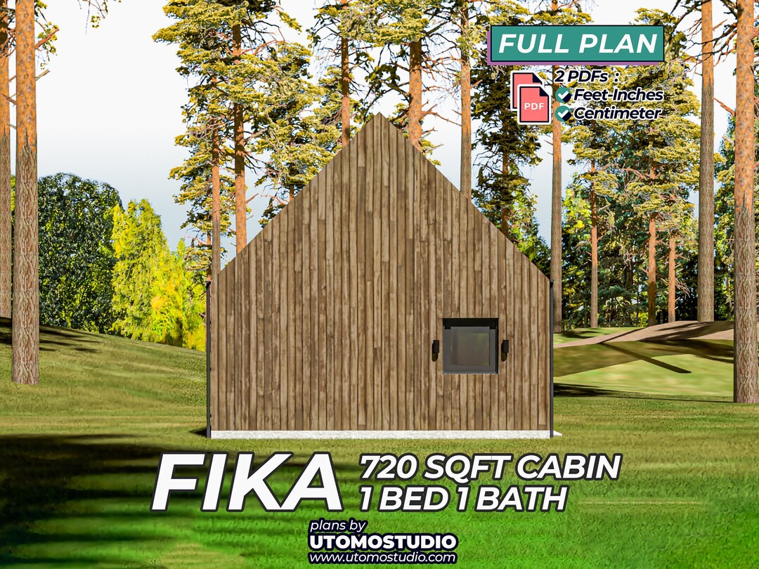 FIKA 18x40 720SQFT Modern Cabin Plans 1 Bedroom Tiny House - Etsy