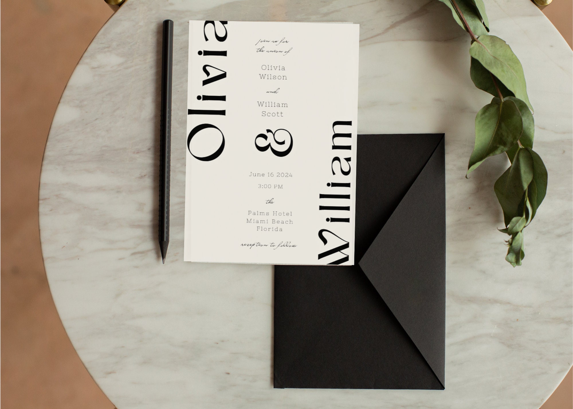 Modern Minimalist Wedding Invitation Template | Simple Chic Wedding ...