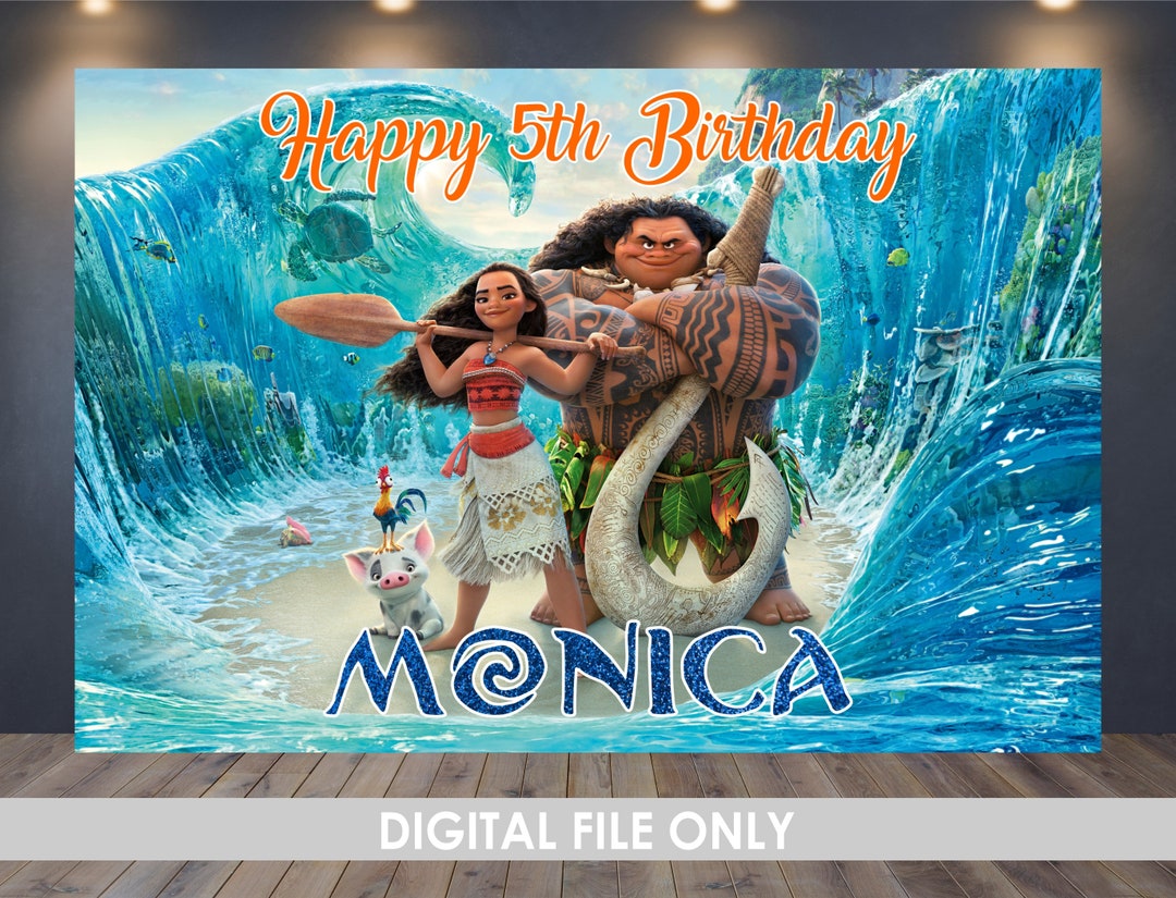 Moana Birthday Backdrop Moana Birthday Banner Moana - Etsy