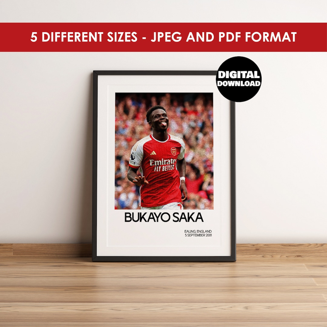 Bukayo Saka Sports Football Wall Art Arsenal Fan Gift Modern Sports ...