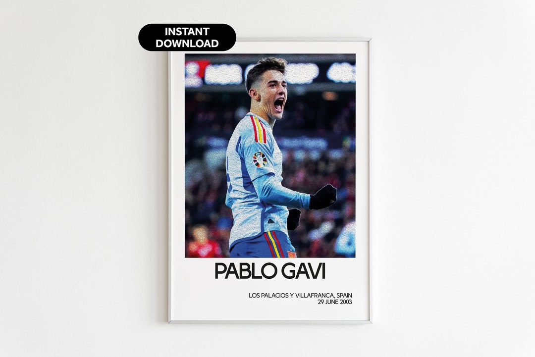 Pablo Gavi Poster Football Wall Art - Barcelona Fan Gift - Modern ...