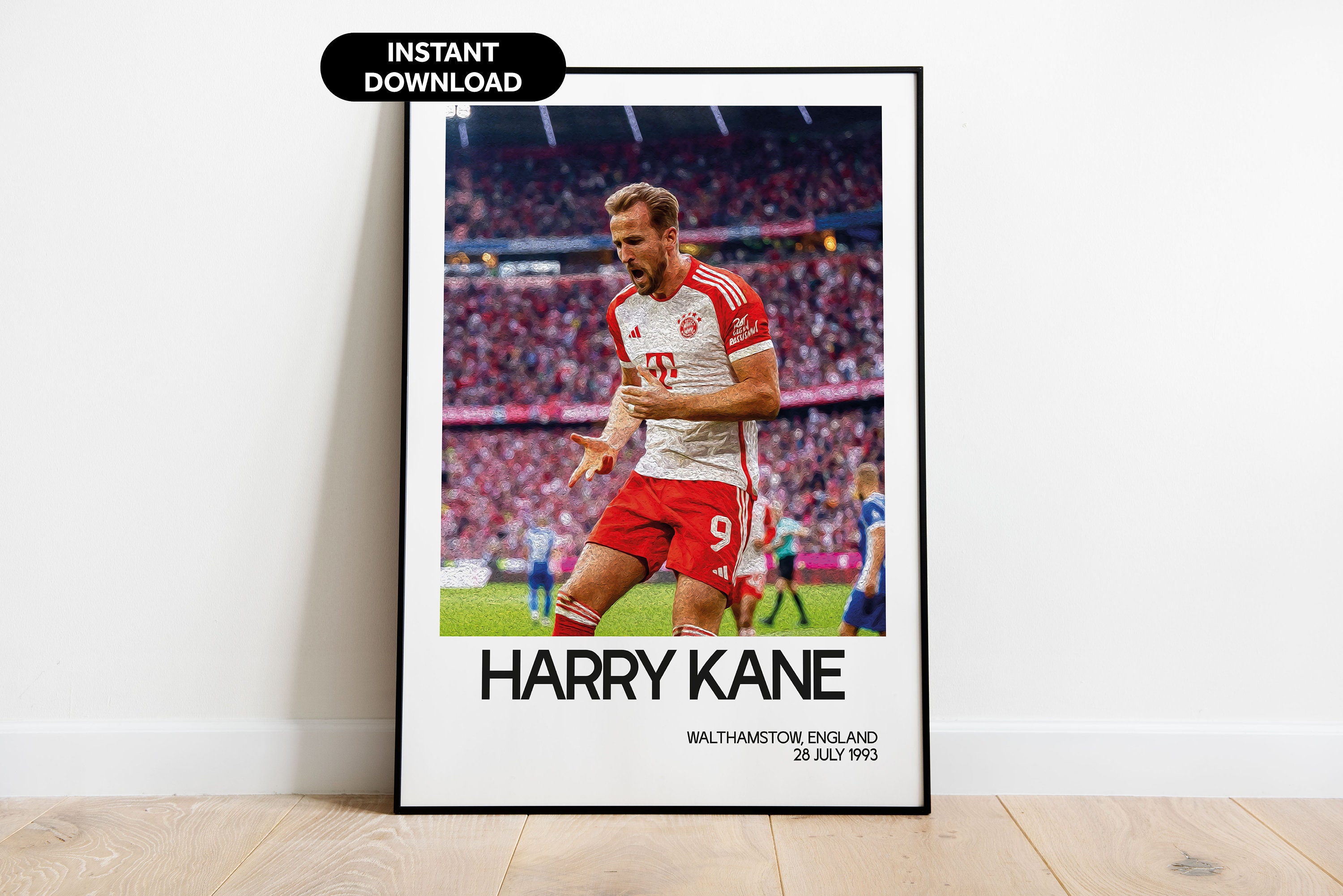 Harry Kane Football Wall Art -bayern Munih Fan Gift - Modern Sports ...