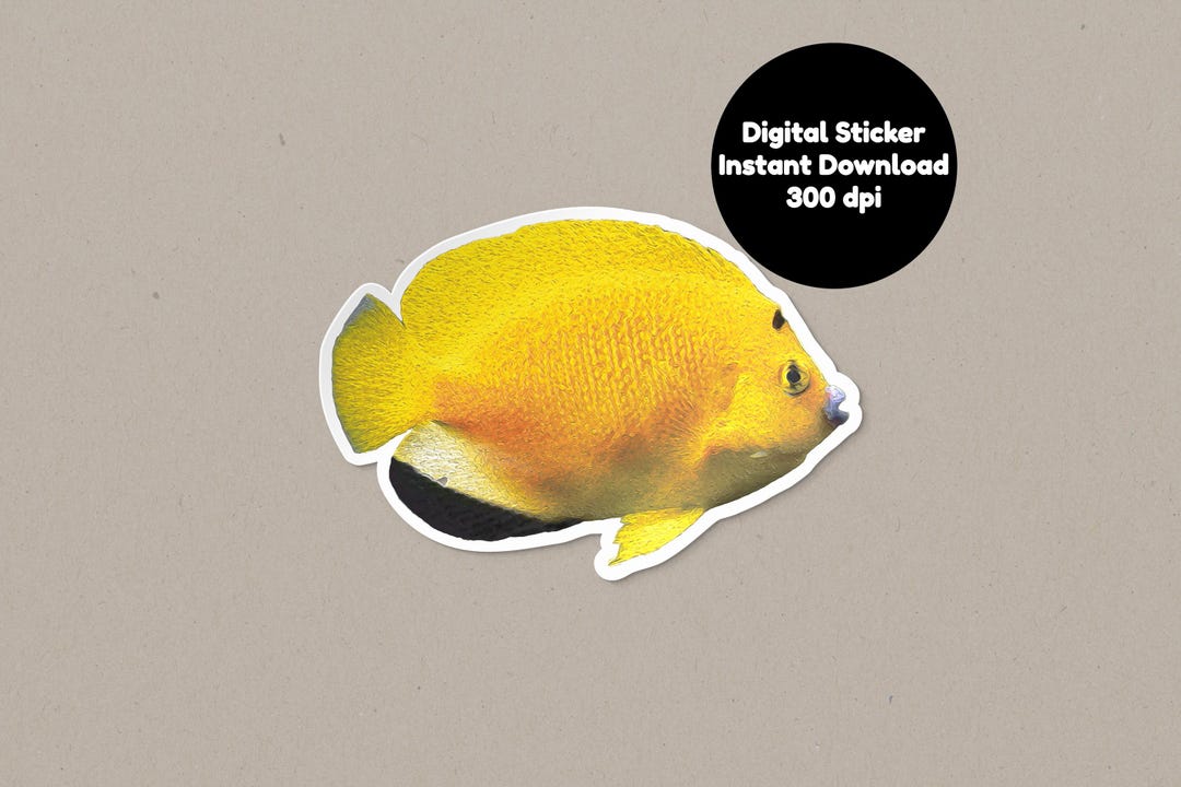 Flagfin Angelfish Printable Aquarium Fish Sticker, Print Cut Digital ...