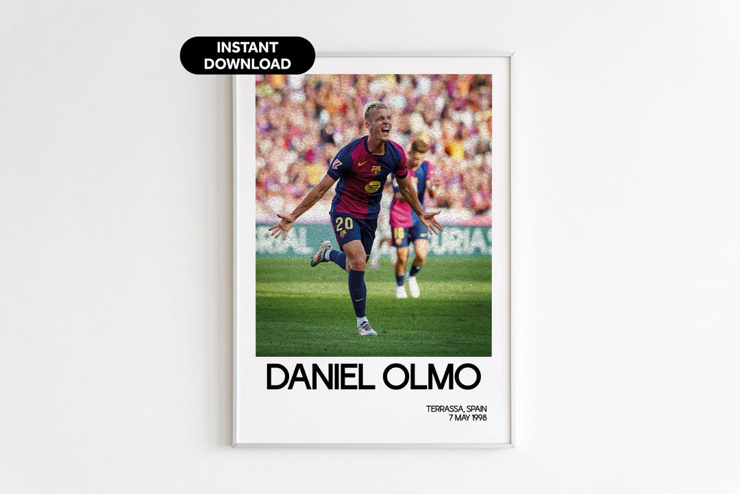 Dani Olmo Poster Football Wall Art - Barcelona Fan Gift - Modern Sports ...