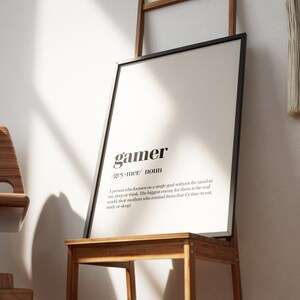 Gamer Definition Poster Motivation Wall Art for Positive Vibes and ...