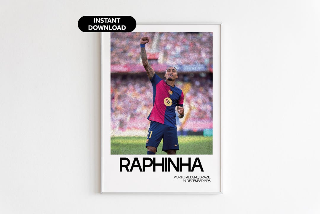 Raphinha Poster Football Wall Art - Barcelona Fan Gift - Modern Sports ...