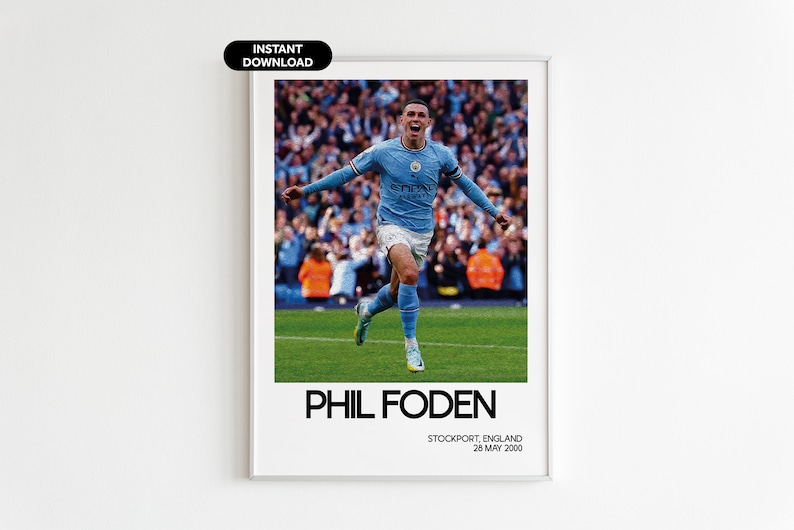 Phil Foden Football Wall Art - Manchester City Fan Gift - Modern Sports ...