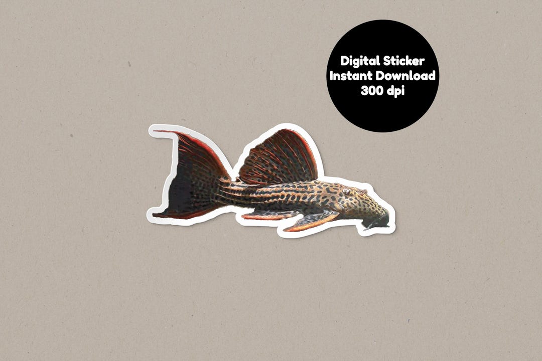Scarlet Pleco Printable Aquarium Fish Sticker, Print Cut Digital ...