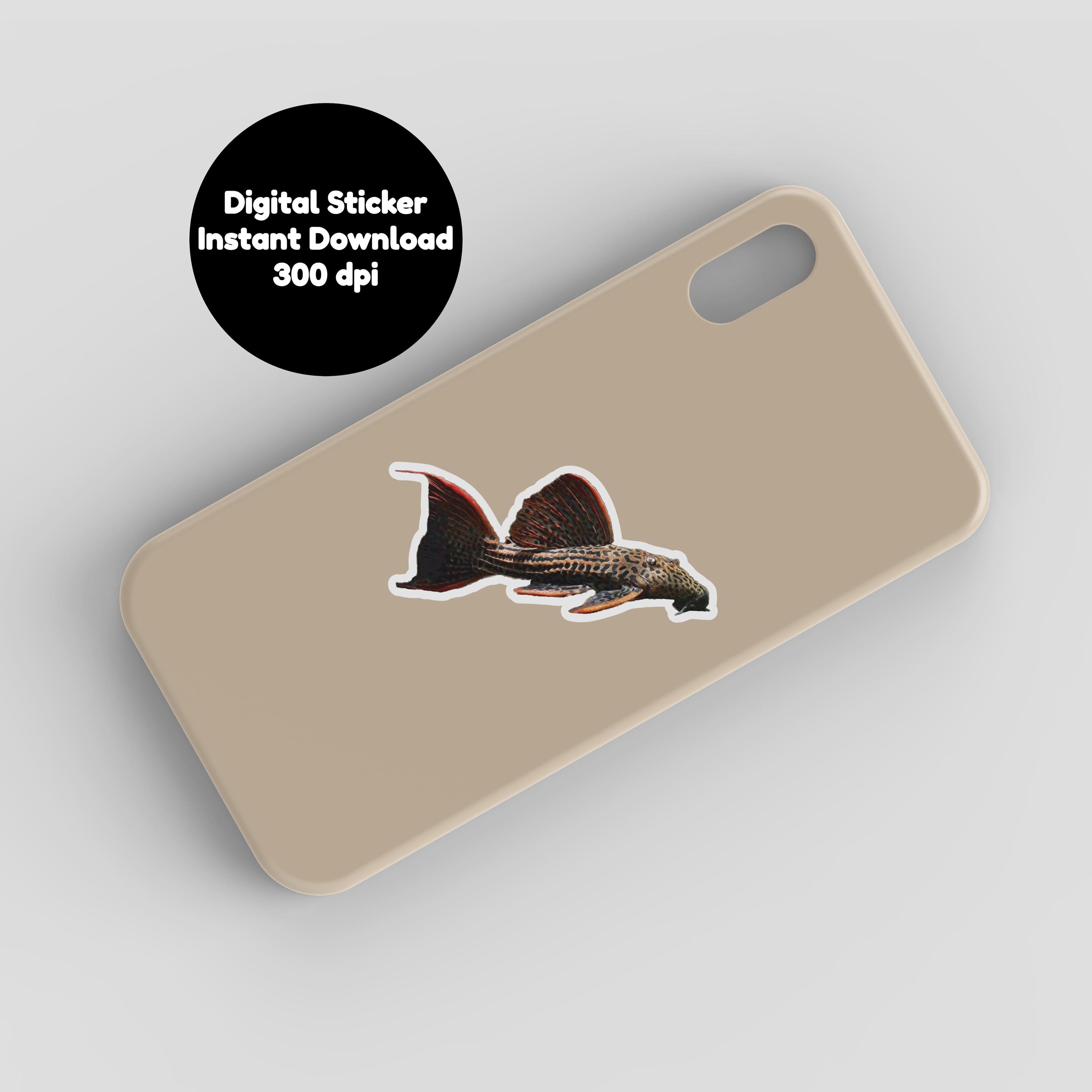 Scarlet Pleco Printable Aquarium Fish Sticker, Print Cut Digital ...