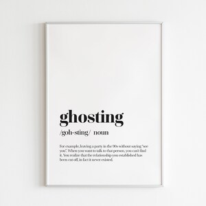 Ghosting Definition Poster - Motivation Wall Art for Positive Vibes and ...