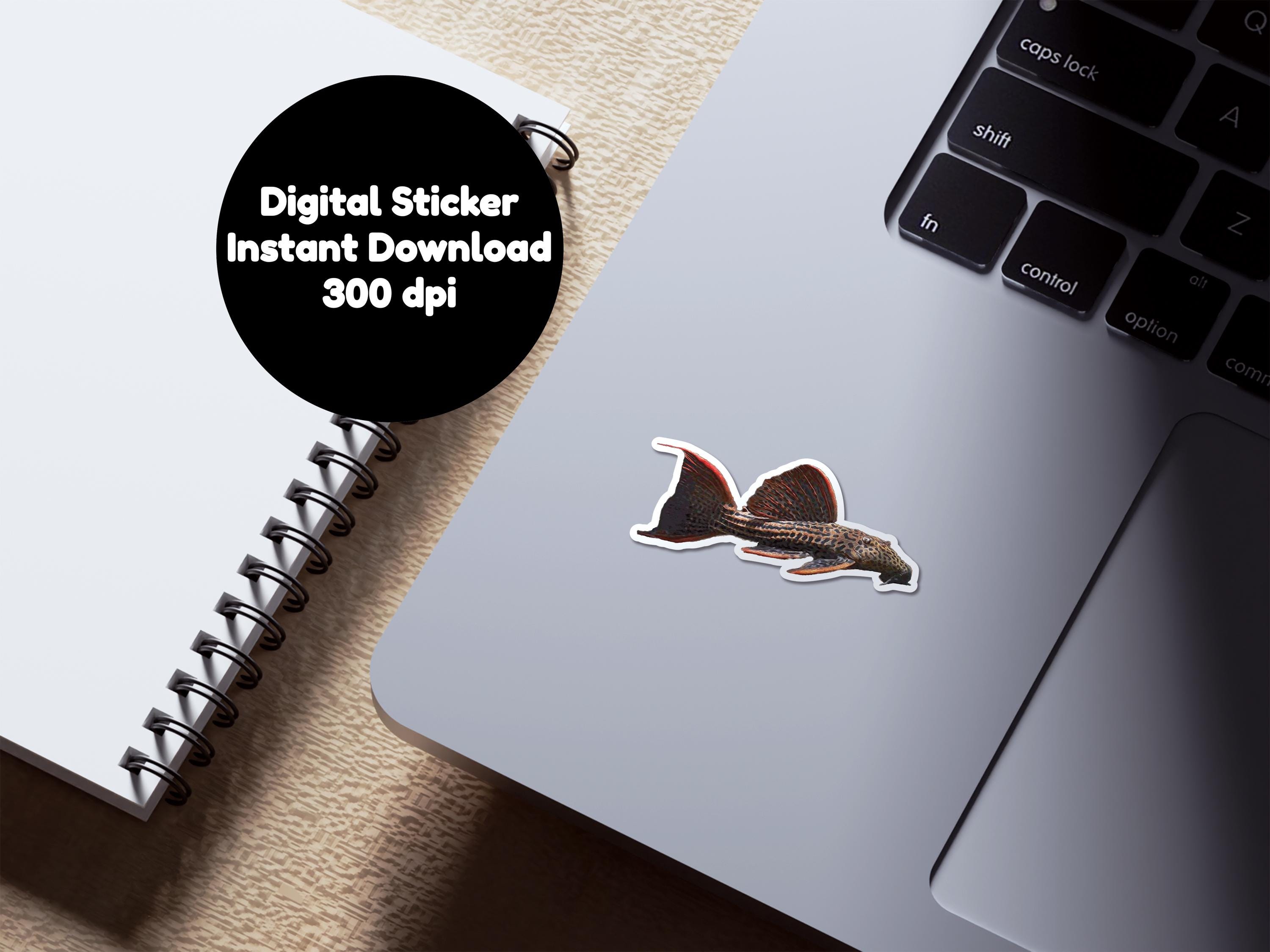 Scarlet Pleco Printable Aquarium Fish Sticker, Print Cut Digital ...