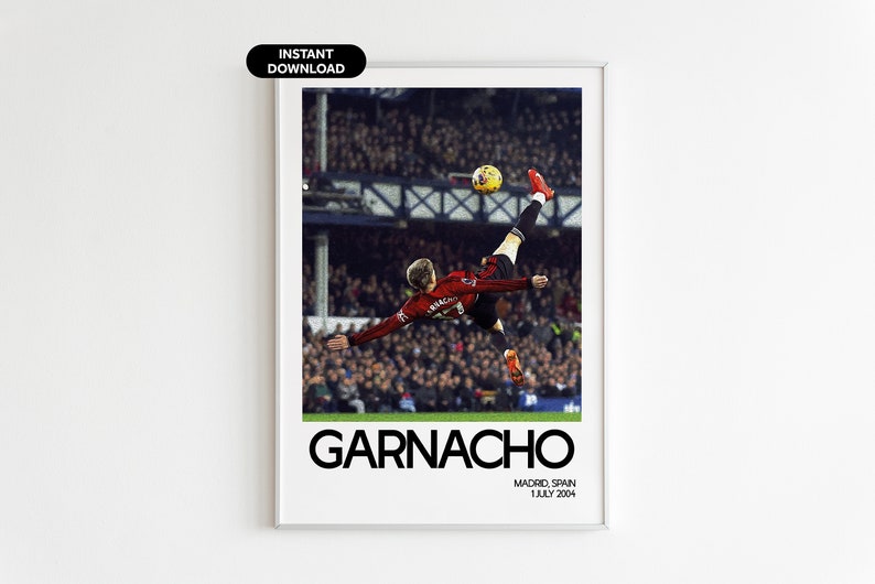 Garnacho Poster Football Wall Art Manchester United Fan Gift Modern ...