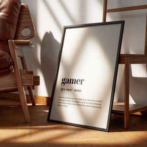 Gamer Definition Poster - Motivation Wall Art for Positive Vibes and ...