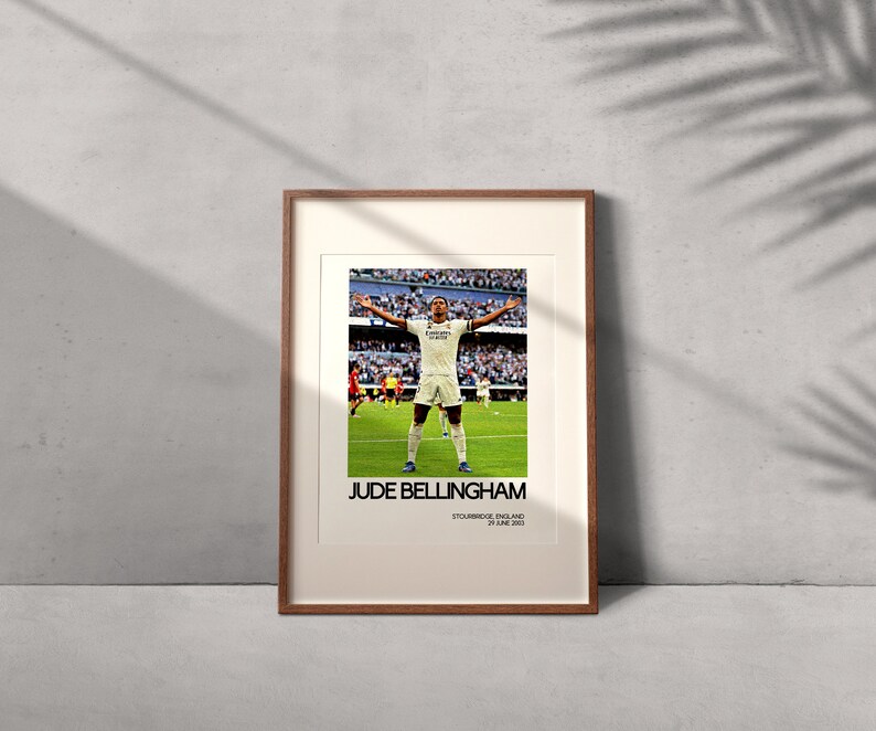 Jude Bellingham Football Wall Art - Real Madrid Fan Gift - Modern ...