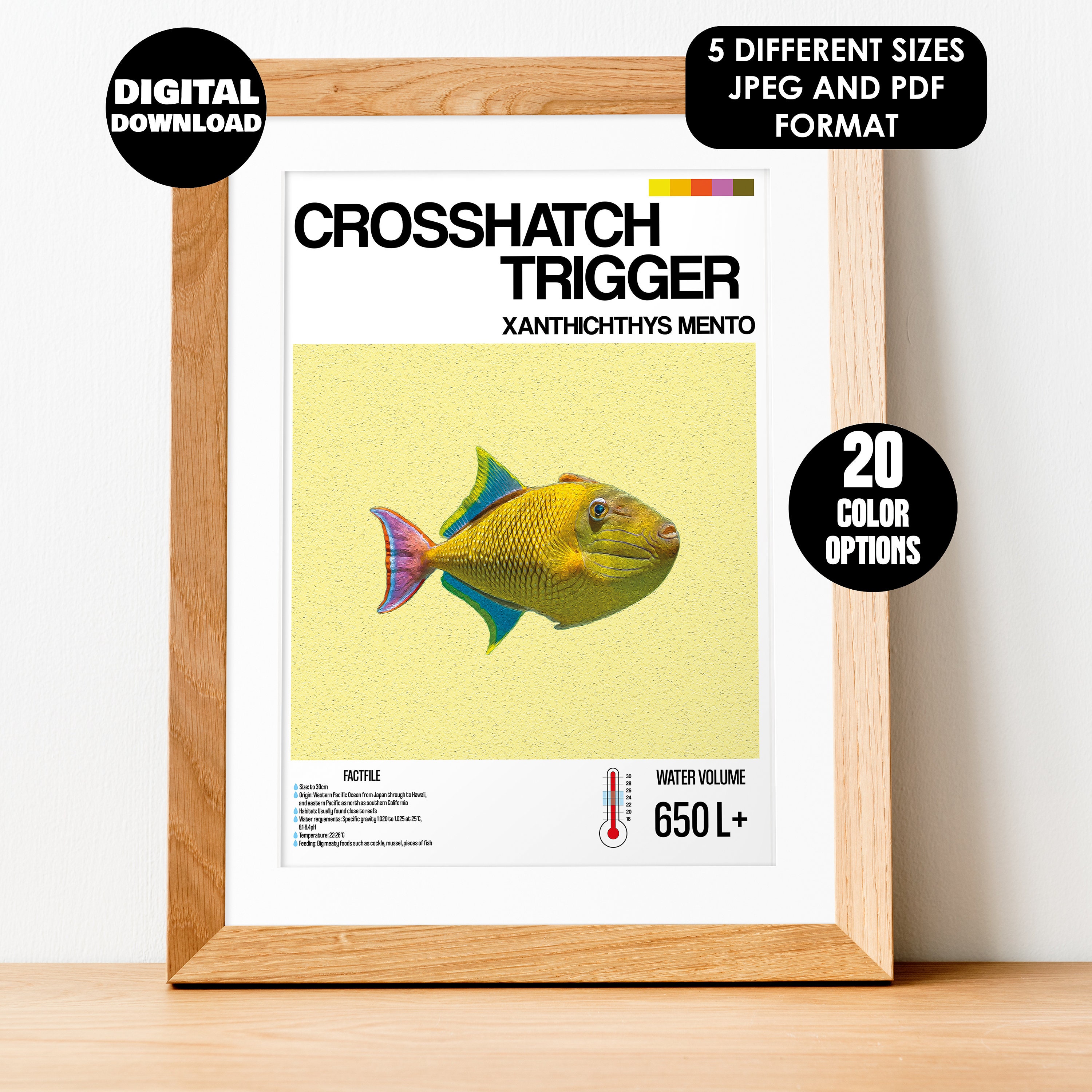 Crosshatch Trigger Poster for Fish Wall Art Design & Aquarium Decor Digital Print for Fish ...