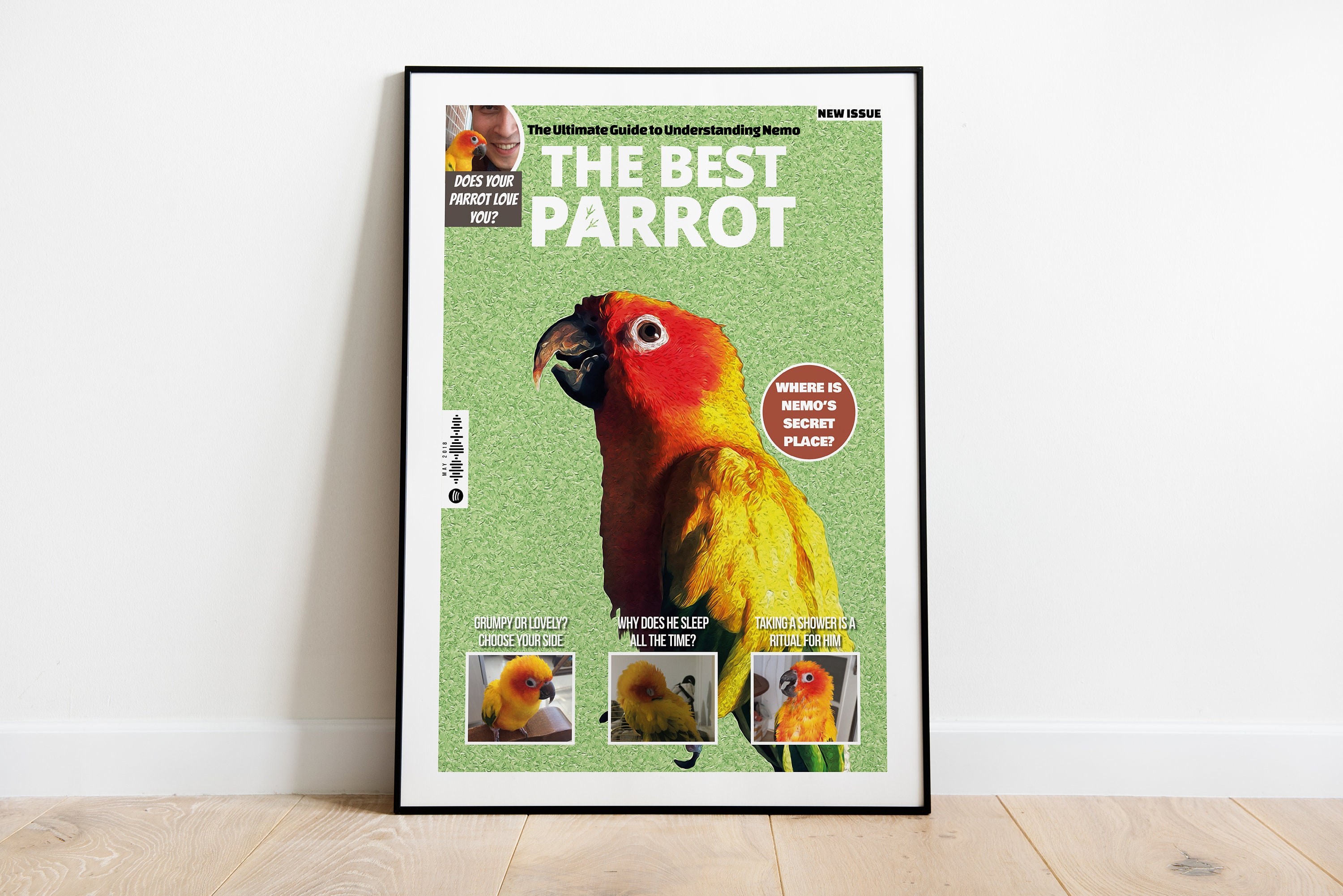 Custom Parrot Poster, Magazine Pet Poster Covers, Parrot Portraits ...