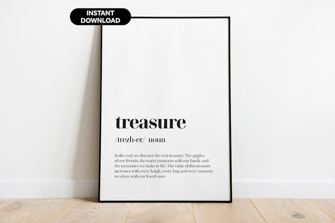 Treasure Definition Poster - Motivation Wall Art for Positive Vibes and ...