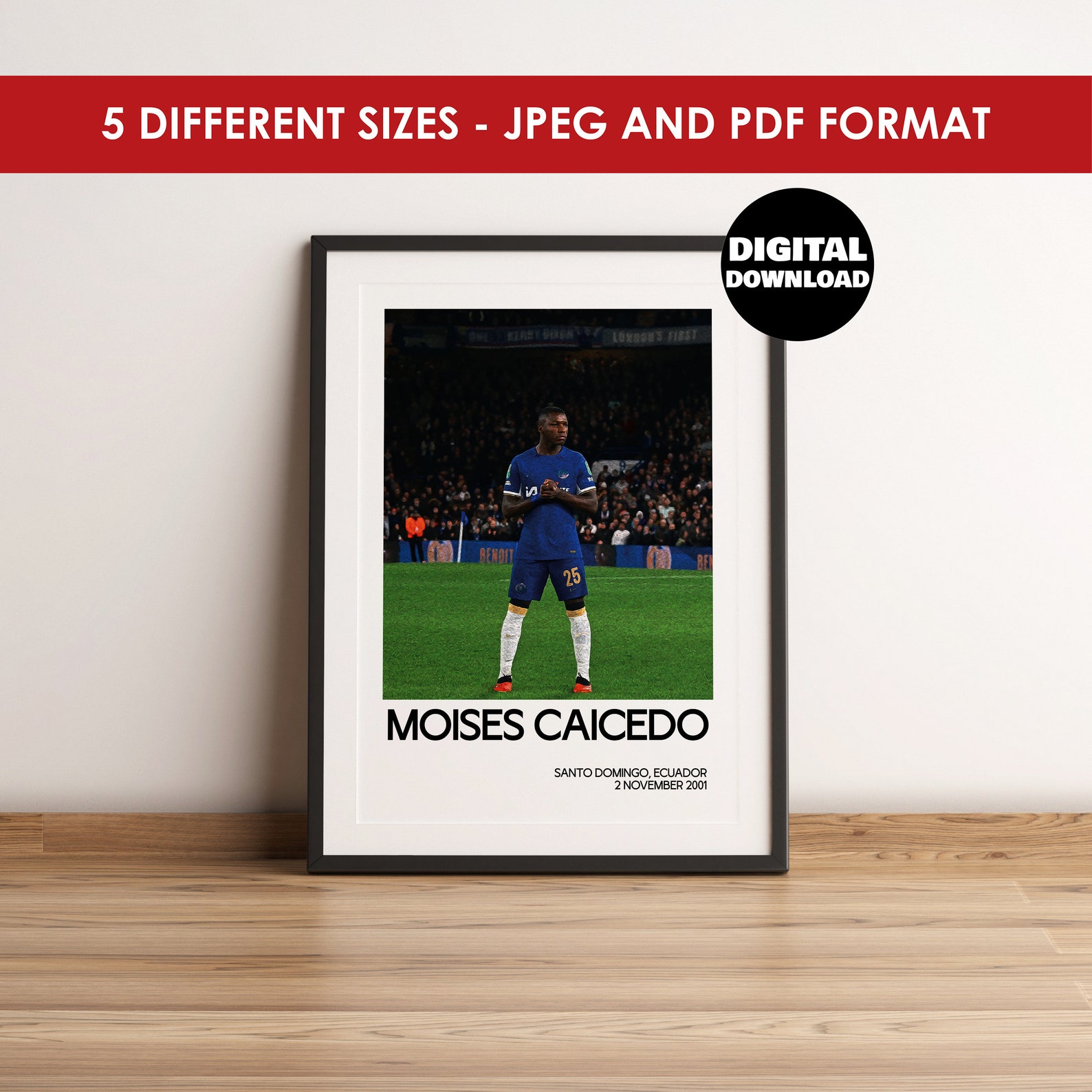 Moises Caicedo Football Wall Art - Chelsea Fan Gift - Modern Sports ...