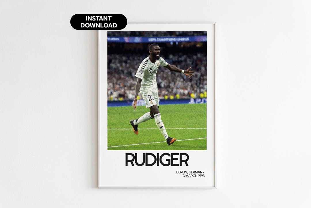 Antonio Rüdiger Poster Real Madrid Wall Art - Real Madrid Fan Art ...