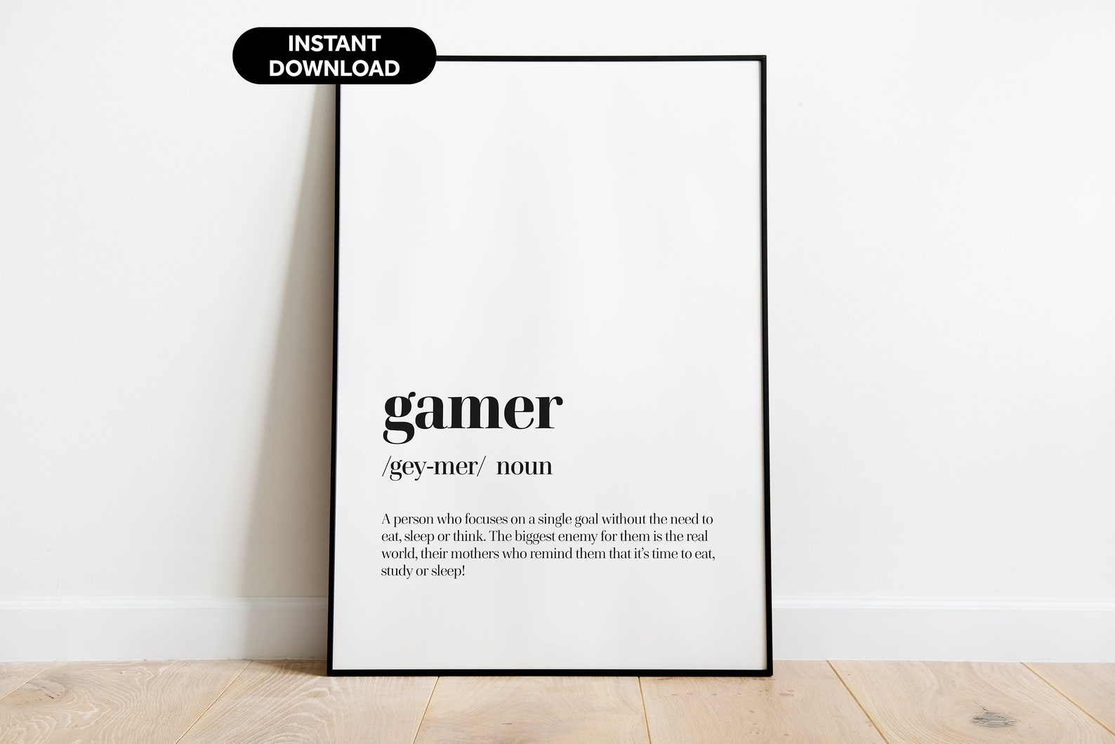 Gamer Definition Poster - Motivation Wall Art for Positive Vibes and ...