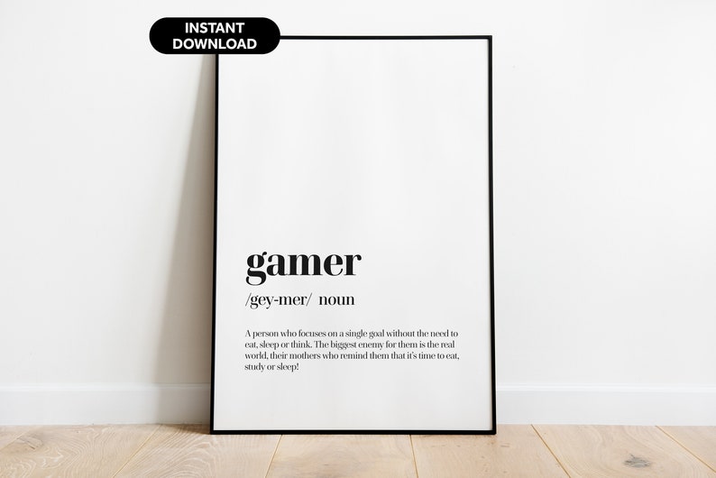 Gamer Definition Poster Motivation Wall Art for Positive Vibes and ...