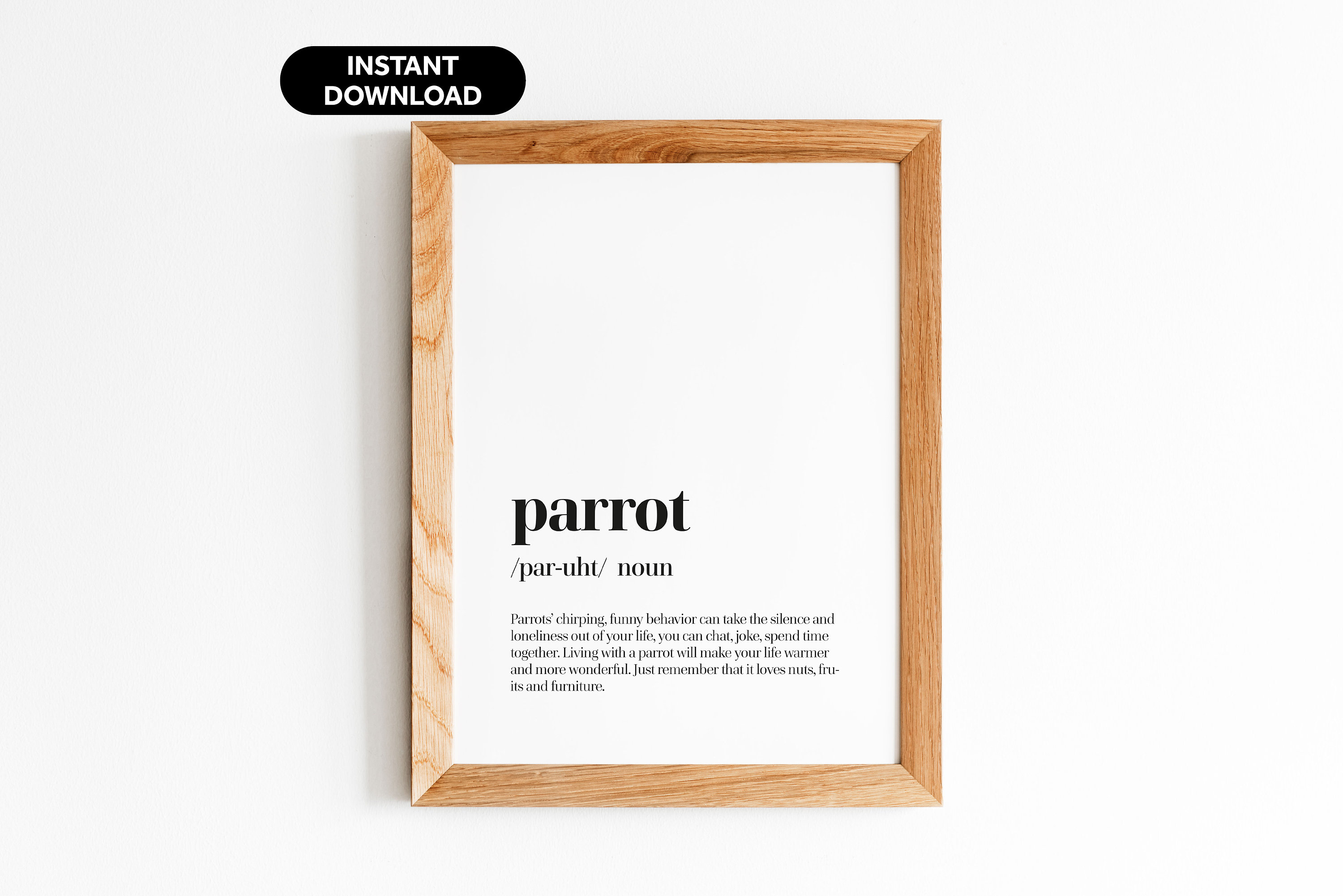 Parrot Definition Poster Motivation Wall Art for Positive Vibes and ...
