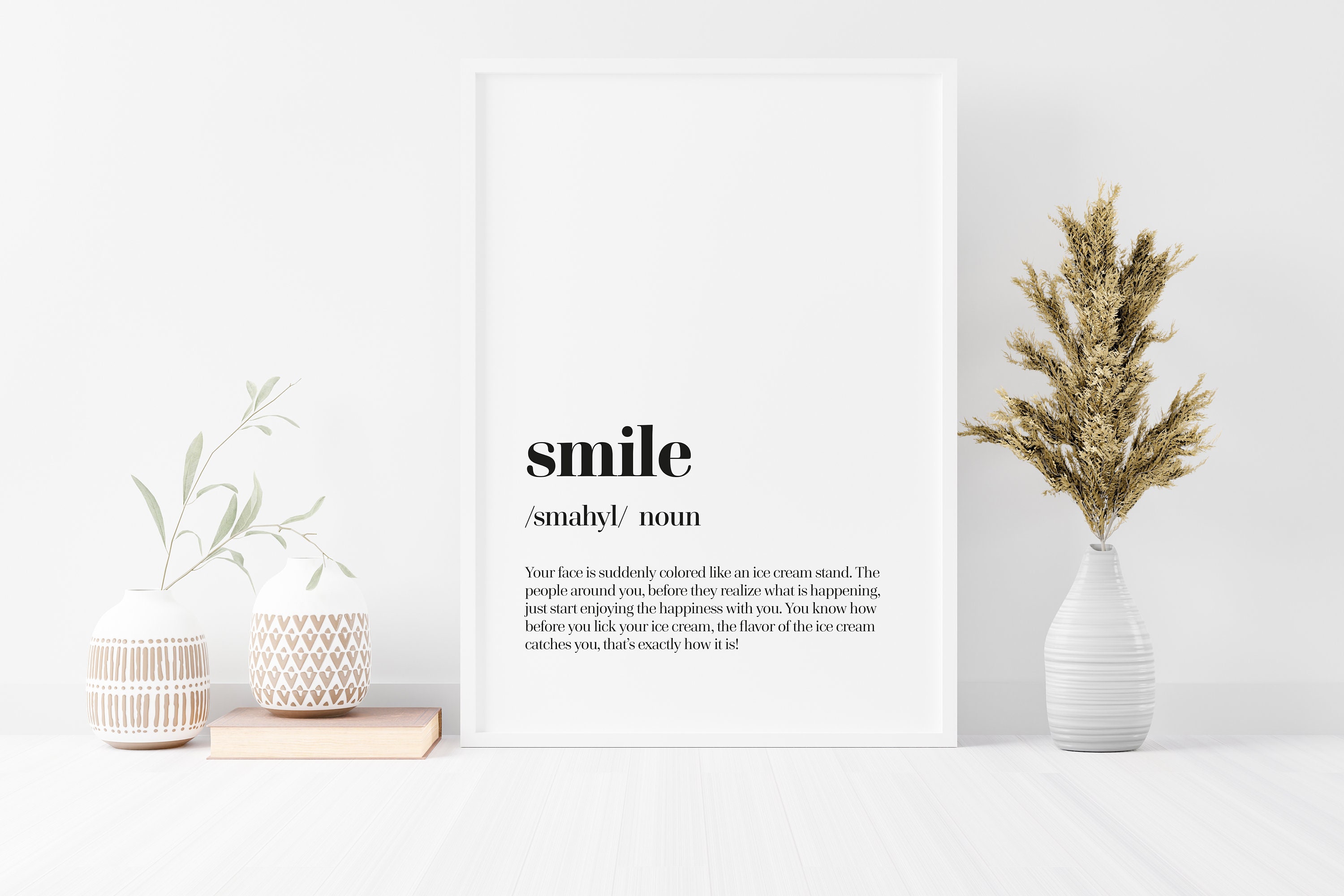 Smile Definition Poster Motivation Wall Art for Positive Vibes and ...
