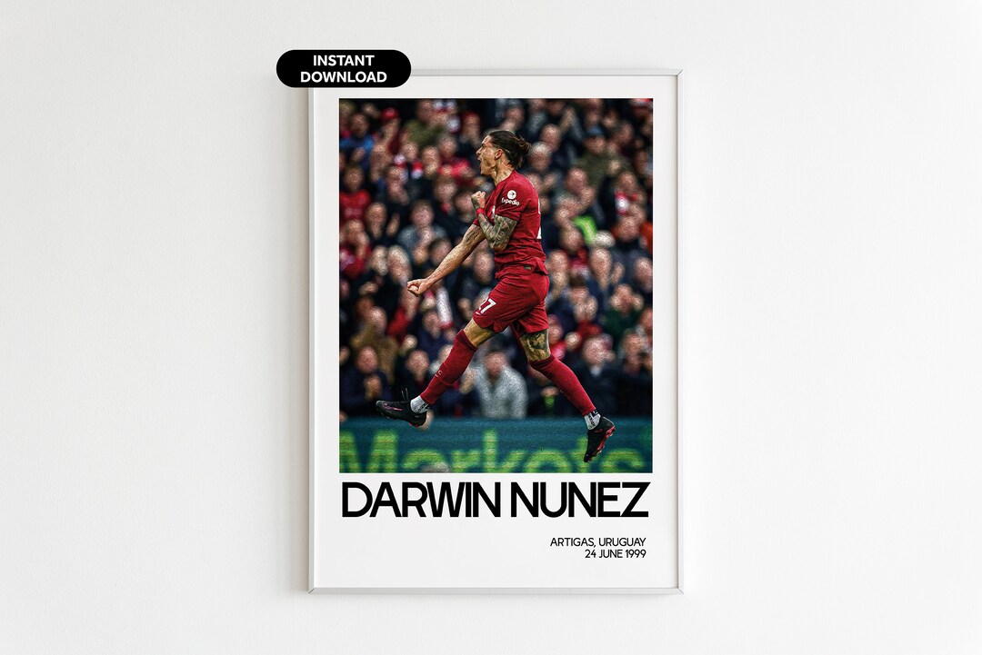 Darwin Nunez Sports Office Art Darwin Nunez England Poster Instant ...