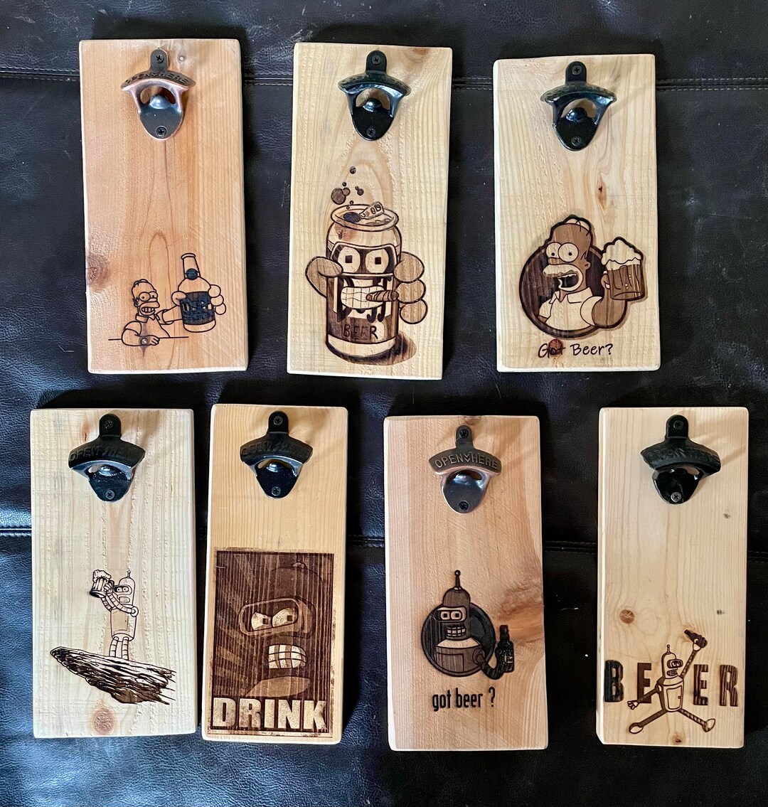 Homer and Bender Rustic Beer Openers the Simpson Futurama Decor - Etsy