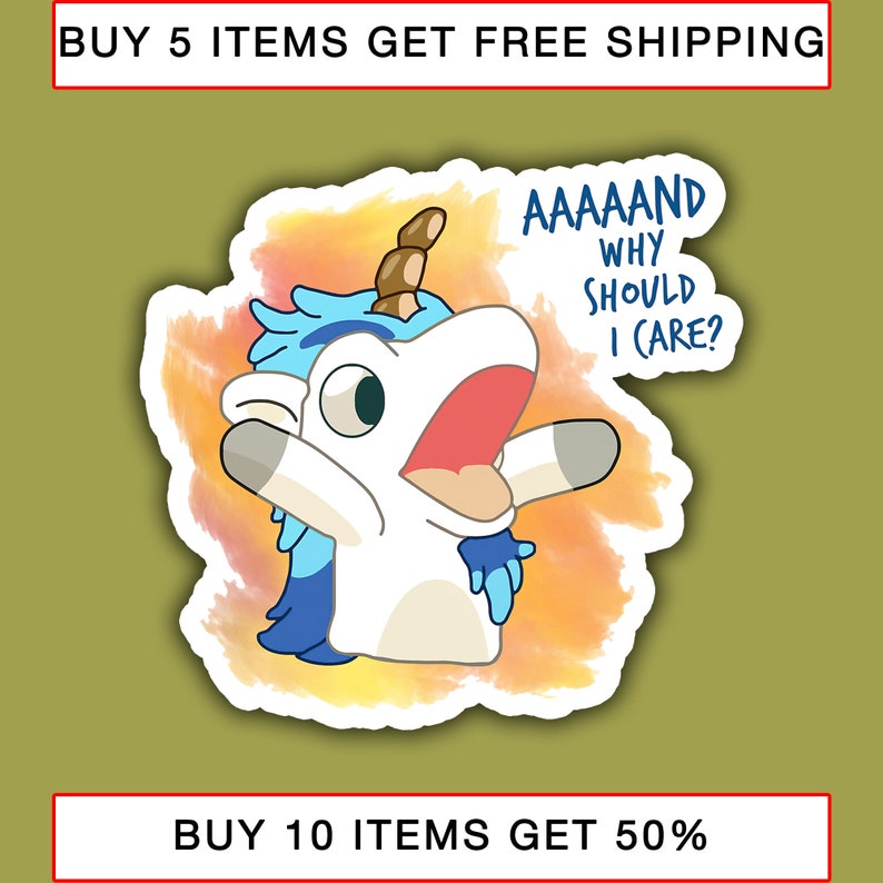 Bluey Stickers Unicorse And Why Should I Care Stickers Bluey - Etsy.de