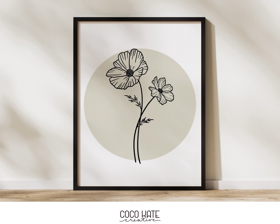 October Birth Flower Print - Digital Download: Cosmos Floral Wall Art ...