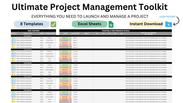Gantt Chart Google Sheets Excel Spreadsheet Project Planner Project Management Automated Project ...